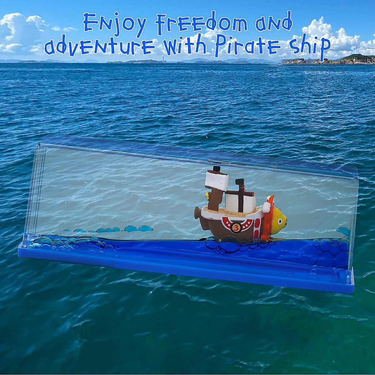 Honsheng Unsinkable Boat One Thousand Pirate Ship Piece Model Sunny Toys in a Bottle Box Acrylic Cruise Ship Fluid Drift Paperweight Desk for Decoration Boys Girls Gifts