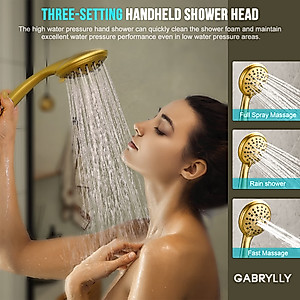 GABRYLLY Shower System, Shower Faucet Set Complete with High Pressure 8" Rain Shower head and Handheld Shower Set, Wall Mounted Rainfall Shower Fixtures with Valve and Diverter, Brushed Nickel