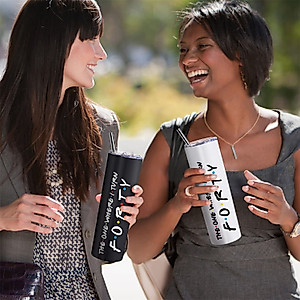 40th Birthday Gifts For Women 1984 Birthday Decoration For Women Female 20oz Wine Tumbler Happy 40 Year Old Bday Presents For Bestie Friend Sister Woman Black Wine Cup With Turn Forty