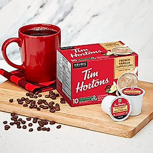 Tim Hortons French Vanilla Cappuccino Flavoured Coffee, Single Serve Keurig K-Cup Pods, 10 Count