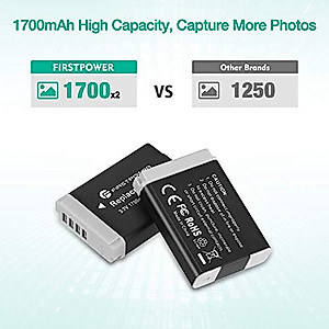 FirstPower 2-Pack NB-13L Battery and Dual USB Charger Compatible with Canon PowerShot G7 X Mark II, G7 X, G1 X Mark III, G5 X, G9 X, G9 X Mark II, SX620 HS, SX720 HS, SX730 HS, SX740 HS
