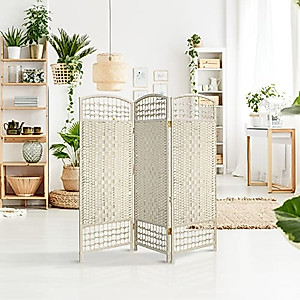 4 ft. Short Fiber Weave Folding Screen - White - 3 Panels