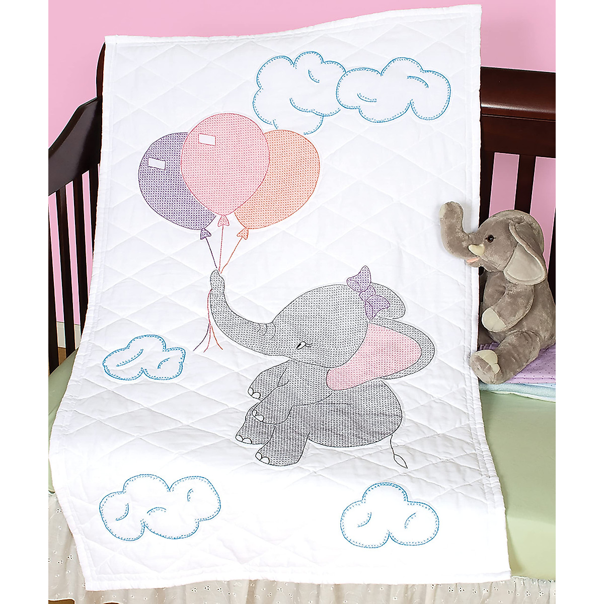 Jack Dempsey Crib Quilt Top Elephant