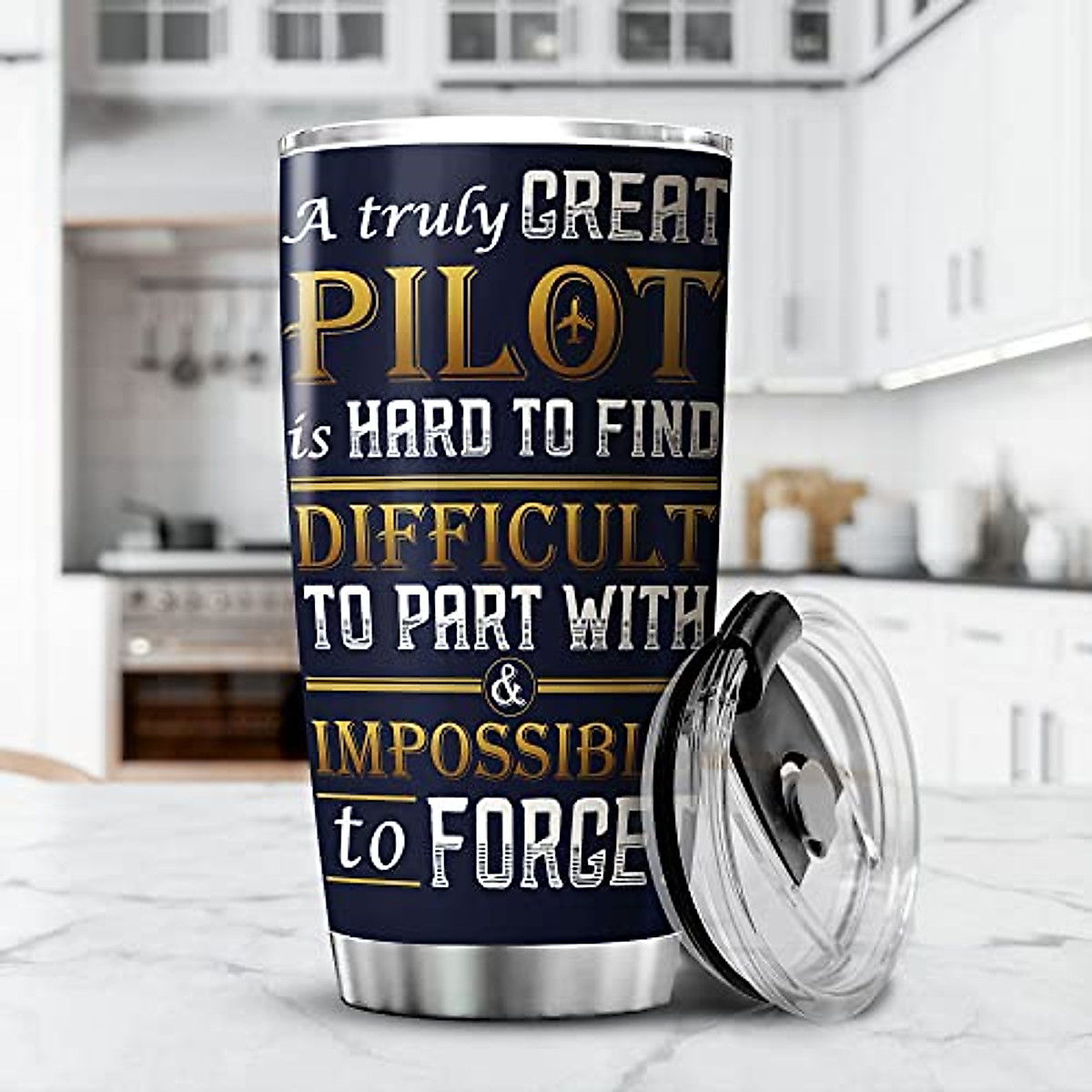 KOIXA Pilot Gifts For Men Stainless Steel Tumbler With Lid 20 Oz Cool Things For Pilots Insulated Coffee Travel Cup Aviation Gift Ideas Birthday Present Christmas Gifts For Him