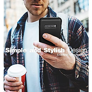 SURITCH for Samsung Galaxy S10 Plus Case, [Built-in Screen Protector] 360° Full Protection Military Grade Shockproof Rugged Bumper Thick Protective Phone Cover for Samsung S10 Plus 6.4 Inch - Black