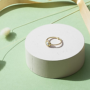 PAVOI 14K Yellow Gold Plated White Opal Ring, Adjustable | Gold Rings for Women