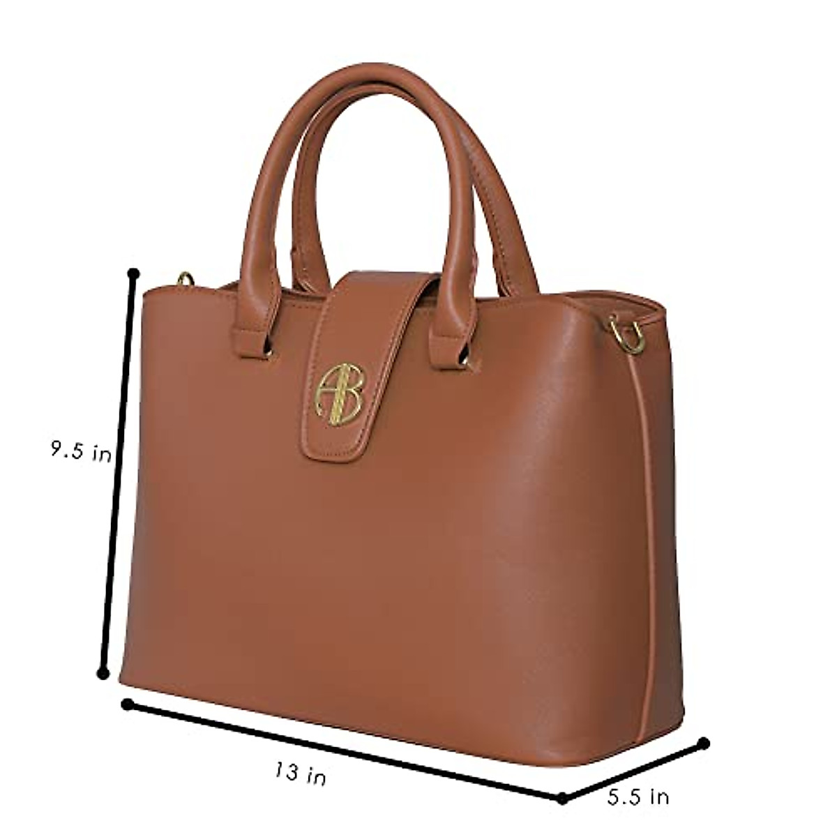 Alexis Bendel Women’s Saffiano Leather Triple Entry Top Handle Satchel Handbag W/Optional Crossbody Strap