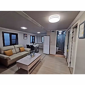 Generic Foldable Home, 40ftx20ft Prefab Tiny Home, White, Mobile House with Bathroom & Kitchen, Galvanized Frame, Waterproof, Modern Style