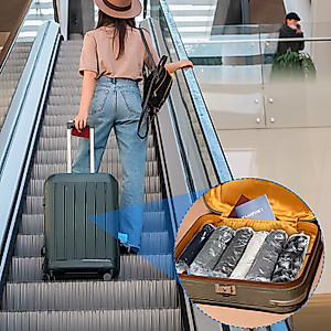 10 Pack Compression Bags Travel Essentials Space Saver Bags Hand Roll-Up Airtight Vacuum Storage Bags Clothes Organizers Home Packaging Pouch for Shoes Cosmetics Comforters Bedding