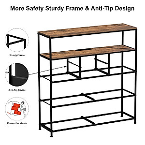 Tohomeor TV Stand with Power Oulet Dresser with Charging Station & LED Light Dresser with 8 Fabric Drawers for Living Room Storage Chest of Drawers Retro Dresser with Open Shelf Wooden Top