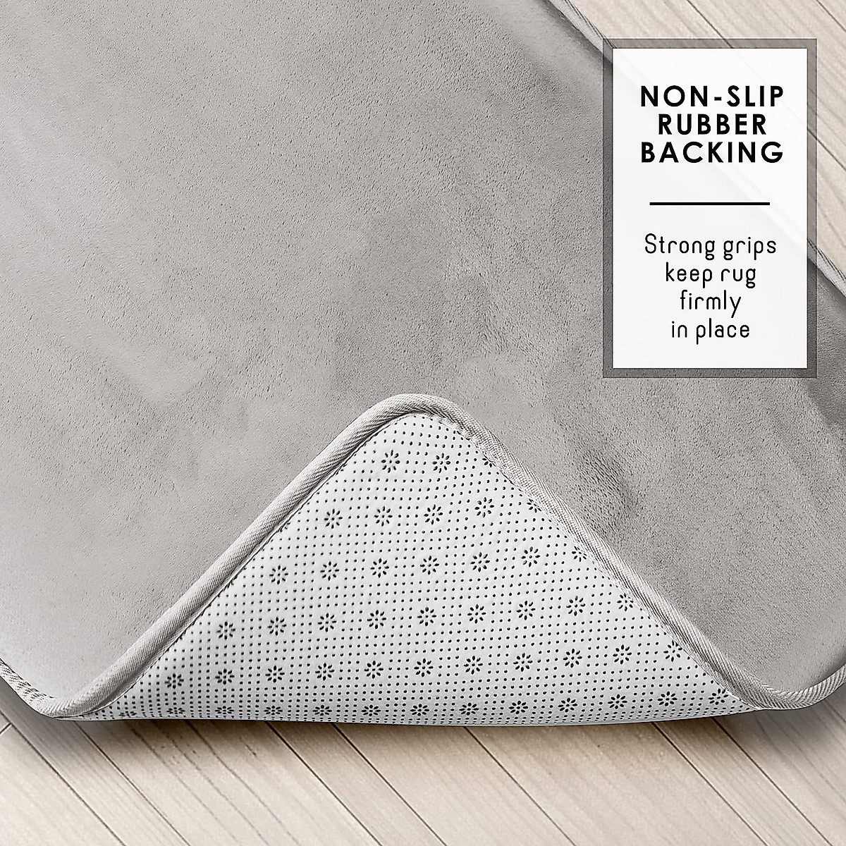 Clara Clark 3 Piece Bathroom Rugs Bath Mat Set, Velvet Memory Foam Bath Mats for Bathroom - Non-Slip, PVC Backing Bath Rugs, Washable Bathroom Rug Mats - Dries Quickly, Silver Bathroom Rug Set