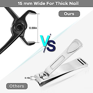 Nail Clippers for Thick Nails -Stainless Steel Heavy Duty, Wide Mouth Professional Fingernail and Toenail Clippers Set for Men, Women & Seniors,Black