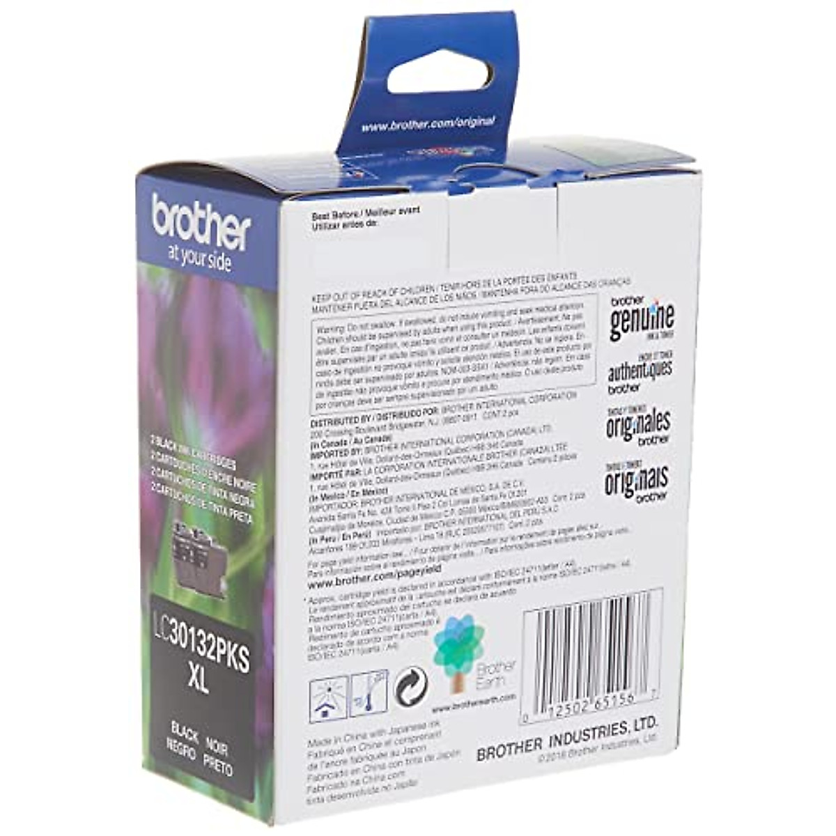 Brother Genuine LC30132PKS 2-Pack High Yield Black Ink Cartridges, Page Yield Up to 400 Pages/Cartridge, LC3013