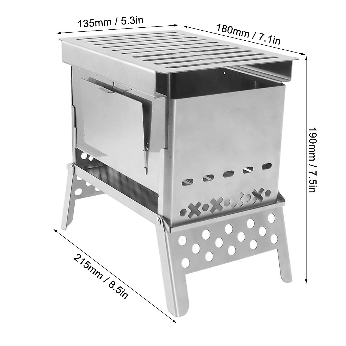 Foldable BBQ Grill, Stainless Steel Charcoal Grills, Durable Portable Detachable Barbecue Cooking Stove for Outdoor Garden Camping Picnic