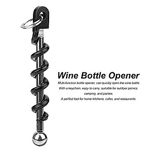 2Pcs Portable Stainless Steel Wine Beer Bottle Openers with Keychain Multi‑Functional Corkscrews for Home Kitchens,Cafes, Restaurants,Outdoor Picnics,Camping and Parties Black
