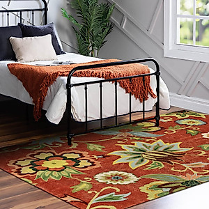 Lahome Red Floral 4x6 Washable Area Rugs- Soft Rug for Bedroom, Non-Slip Rugs for Living Room, Throw Carpet for Dinning Room Entryway Kitchen Office Nursery (4'x6', Red)