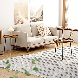 Yoimori End Table, 23 inch Wooden Round Coffee Table Nightstand with Tray and Metal Stand, Accent Table Ideal for Living Room Bedroom Office Small Spaces Indoor Outdoor