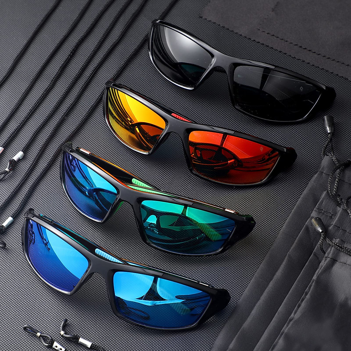 Flutesan 4 Pcs Polarized Sunglasses Men Women Sport Protection UV 400 Glasses for Fishing Driving Cycling Running Hiking(Lovely Color)