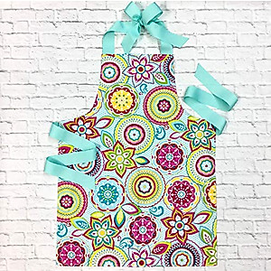 Sara Sews Handmade Colorful Aqua Baking Art Craft Apron Gift for Tween Girl