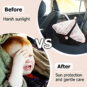 3-in-1 Car Seat Cover Baby, Breathable Peekaboo Sunshade and Mosquito Net, Universal Fit Infant Car Seat, Stretchy Canopy with Portable Storage Bag, Soft and Lightweight