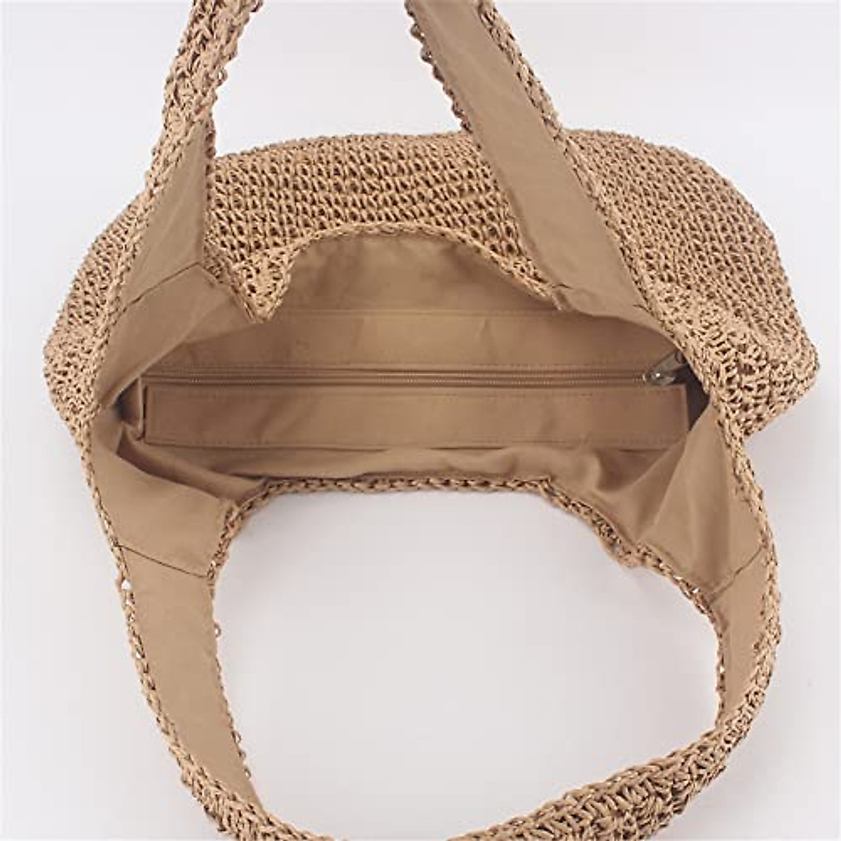 Straw Bag for Women Summer Handmade Beach Bag Soft Woven Tote Bag Large Weaving Shoulder Bag Purse Straw Handbag for Vacation (AK-4)