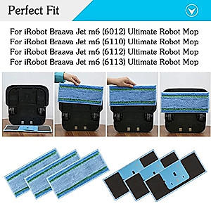 Extolife 6 Pack M6 Mopping Wet Pads for iRobot Braava Jet m6 (6110) (6012) (6112) (6113) Ultimate Robot Mop, Washable and Reusable Microfiber Deep Clean Wet Pads