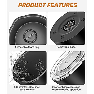 PIZVOX 4-in-1 Electric Milk Frother and Steamer - Versatile & Quiet Foam Maker with Automatic Shut-Off - Perfect for Lattes, Cappuccinos, Macchiato - Large 350ml Capacity for Home Baristas (Black2)