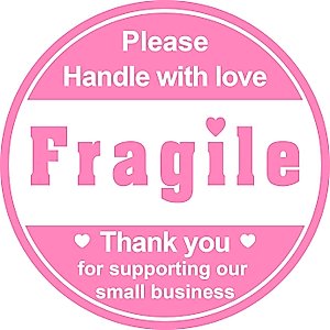 2 inch 300pcs Round Pink Fragile Shipping Sticker,Cute Seals Shipping Sticker