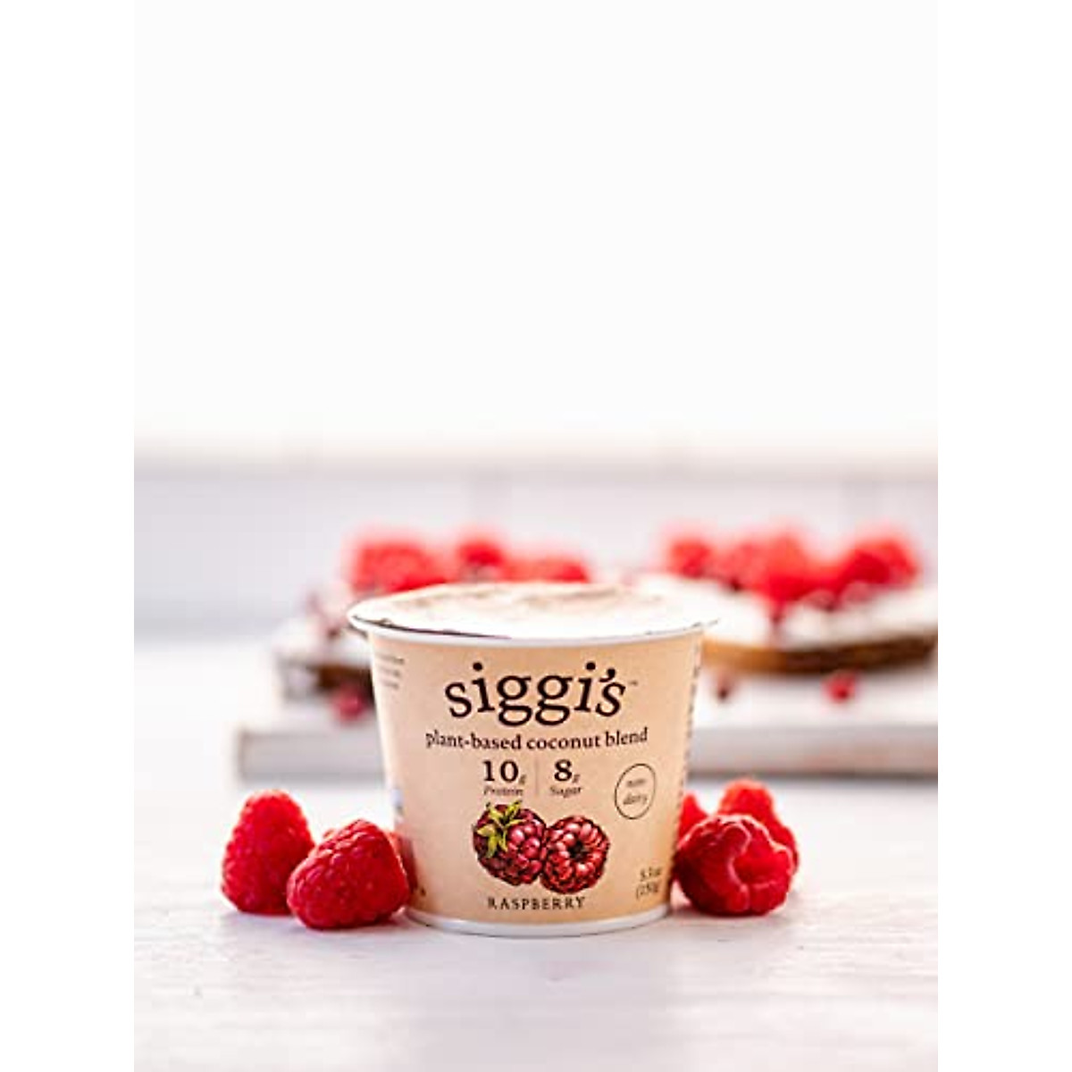 siggi's Plant-Based Coconut Blend, Raspberry, 5.3 oz. Cup – Single Serving Dairy Free Snack, More Protein Than Sugar