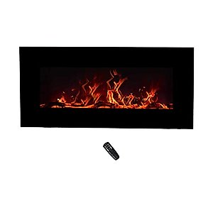 C-Hopetree 34 Inch Wide Electric Fireplace, Wall Mounted or Freestanding Portable Room Heater with Remote and Thermostat