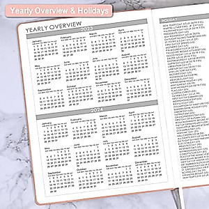 Planner 2023 - 2023 Weekly Monthly Planner, Jan 2023- Dec 2023, 8.5" x 11", Leather Cover with Thick Paper, Back Pocket with Notes Pages - Rose Gold