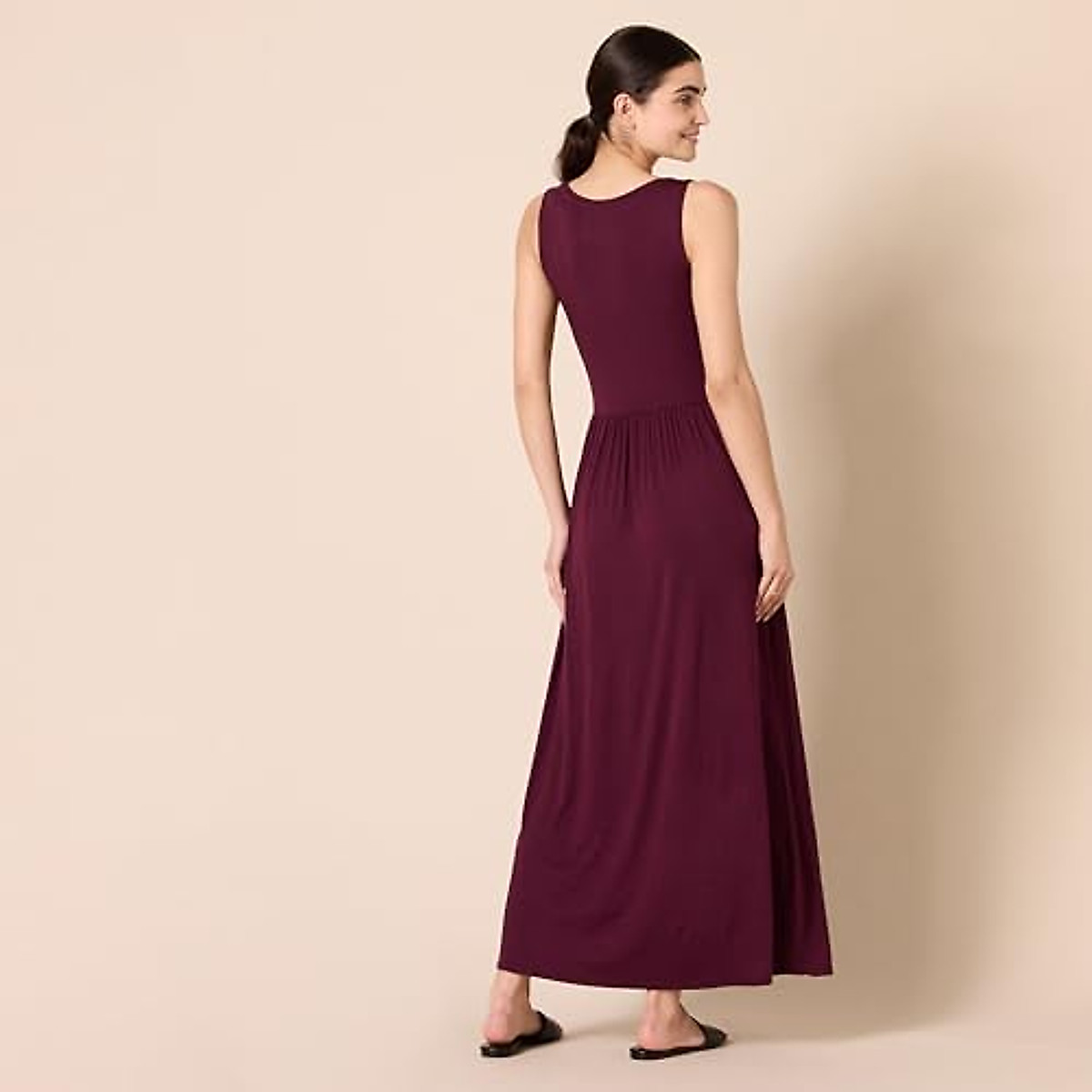 Amazon Essentials Women's Tank Waisted Maxi Dress (Available in Plus Size), Burgundy, Large