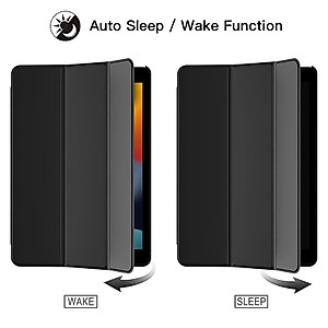 JETech Case for iPad 10.2-Inch (9th/8th/7th Generation, 2021/2020/2019), Protective Hard Back Shell Soft-Touch Tablet Stand Cover, Auto Wake/Sleep (Black)