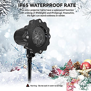 Snowfall LED Light Projector, Christmas Snowflake Rotating Projector Waterproof White Snow Effect Spotlight Outdoor Landscape Decorative Lighting for Patio, Garden, Halloween, Christmas, Holiday