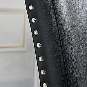 LEEMTORIG Parsons Chairs Faux Leather Dining Chairs Set of 2, Upholstered Mid Century Modern Kitchen Chairs with Nail-Head Trim, Black CY-2258-BK