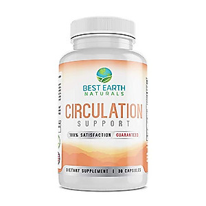 Best Earth Naturals Circulation Support Supplement with Butchers Broom, Horse Chestnut, Vitamin B3, Hawthorne, Ginger Root, Sweet Orange Extract, and More - 30 Count