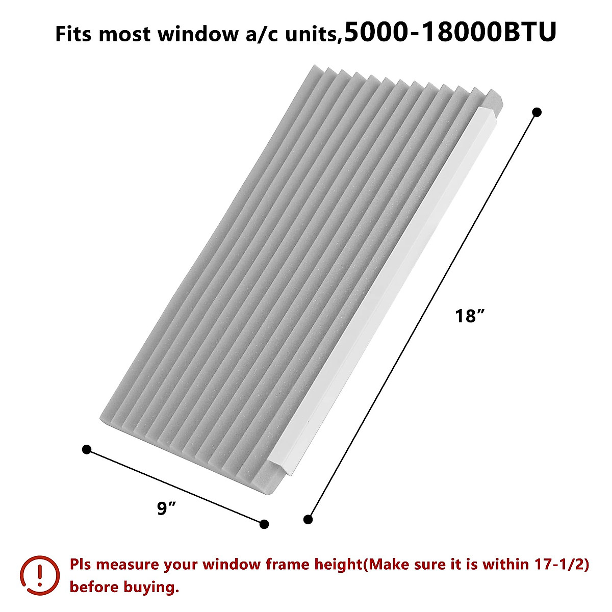 BJADE'S Window Air Conditioner Side Panels Kit,Window AC Foam Insulation Side Panels for Window AC Unit Indoor Air Conditioner Cover for Summer Winter Protection,18" x 9" x 7/8" Window Seal Panel