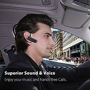 Marnana Bluetooth Headset, Wireless Bluetooth Earpiece with 18 Hours Playtime and Noise Cancelling Mic, Ultralight Earphone Hands-Free for iPhone iPad Tablet Samsung Android Cell Phone Call - Black