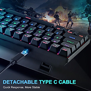 RaceGT Wired Mechanical Gaming Keyboard - 67 Keys Ultra-Compact Mini Keyboard, Wired USB Keyboards, Multi Color RGB Illuminated LED Backlit for PC Gamer Computer Desktop (Black)…
