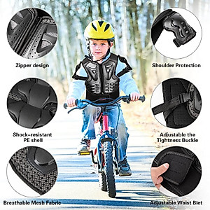 Kids Dirt Bike Gear- Motocross Body Armor Suit, Chest Spine Back Protector with Knee Eblow Pads for Cycling Bike Skateboard ATV Ski