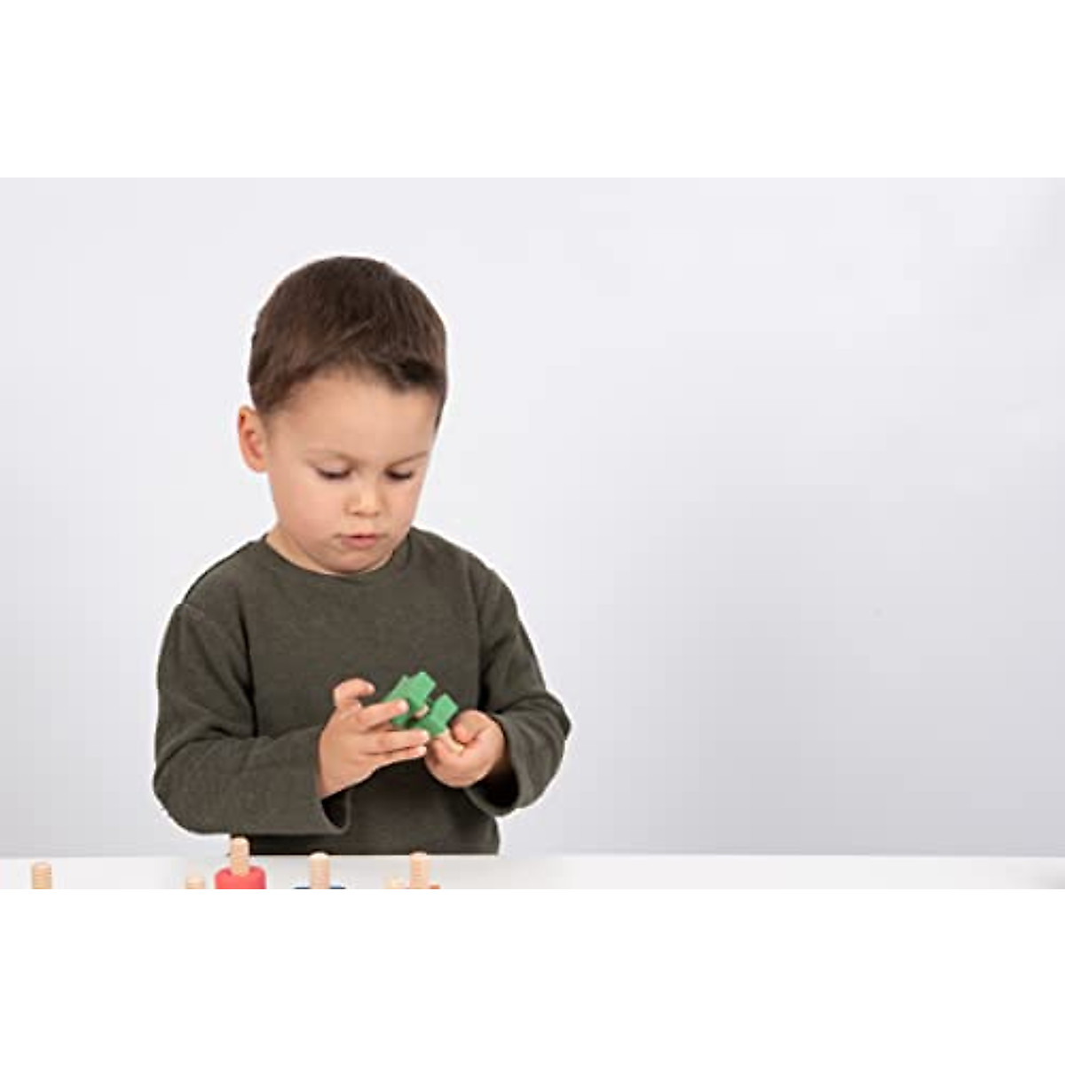 TickiT-74001 Rainbow Wooden Nuts & Bolts - Set of 14 - 7 Nuts and 7 Bolts in Matching Shapes & Colors - For Ages 12m+ - Loose Parts Wooden Toys for Toddlers and Preschoolers