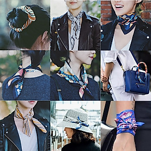 YOUR SMILE Silk Feeling Like Pure Color Scarf Women’s Fashion Pattern Large Square Satin Headscarf Headdress 24''x24'',Purple