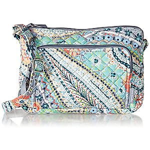 Vera Bradley Women's Cotton Little Hipster Crossbody Purse With RFID Protection, Citrus Paisley - Recycled Cotton, One Size