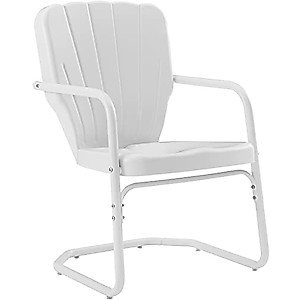 Crosley Furniture CO1031-WH Ridgeland Retro Metal Chair, White Gloss, Set of 2