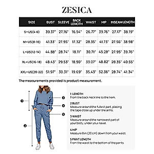ZESICA Women's Long Sleeve Crop Top and Pants Pajama Sets 2 Piece Jogger Long Sleepwear Loungewear Pjs Sets,Blue,Large