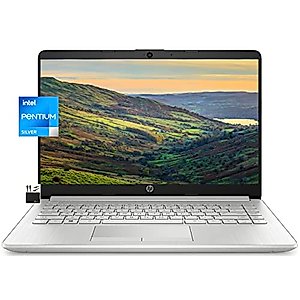 HP 2022 Newest Laptop Computer, 14" HD Display, Quad-Core Intel Pentium N5030 (Upto 3.1GHz), 8GB RAM, 256GB SSD, HD Webcam, HDMI, Bluetooth, WiFi, RJ-45, 1-Year Office 365, Win10+MarxsolCables