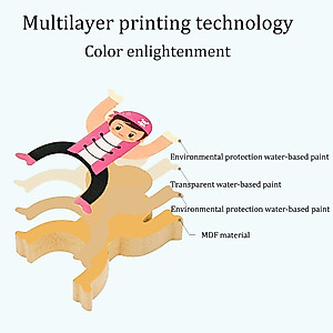 Fuortia 14pc Wooden Pirate Stacking Games Set, Balance Building Block Toys Suitable for Children Over 3 Years Old, Early Education Educational Toy