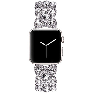 VIQIV Bling Bands for Compatible with Apple Watch 42mm 44mm 45mm 49mm Ultra Iwatch Series 9 8 7 6 5 4 3 2 1, Diamond Rhinestone Stainless Steel Metal Bracelet Wristband Strap for Women Silver