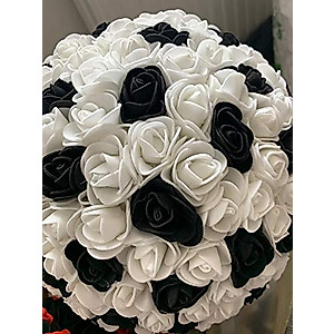 D-Seven Artificial Flowers 100PCS 3CM Mini Fake Roses for DIY Wedding Bouquets Centerpieces Party Baby Shower Scrapbooking Gift Box DIY Crafts Wreath (White)