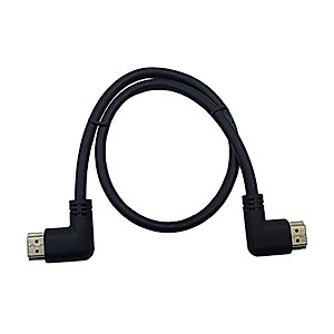Cerrxian 0.5m High Speed HDMI 2.0 HDMI Left Angle Male to HDMI Right Angle Male Short Cable Ultra HD 4k x 2k HDMI Cable Supports Ethernet, 3D, 4K and Audio for TVs, Laptops(Black)(lm-rm)